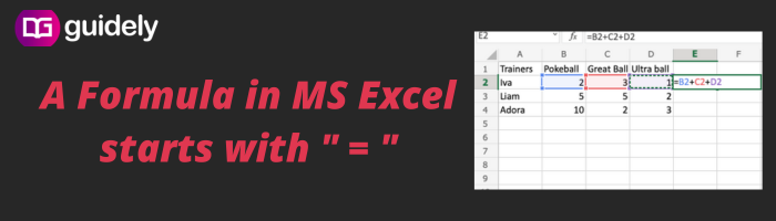 A formula in MS Excel starts with which symbol?